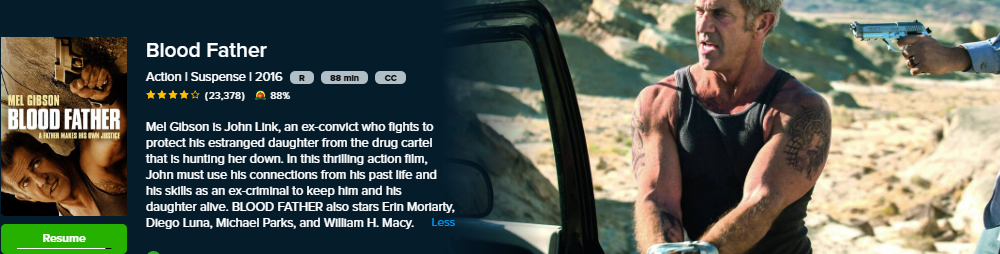 Blood Father Vudu Fandango at Home SD Digital Code (2016) (THIS IS A S – Nick's Digital Codes