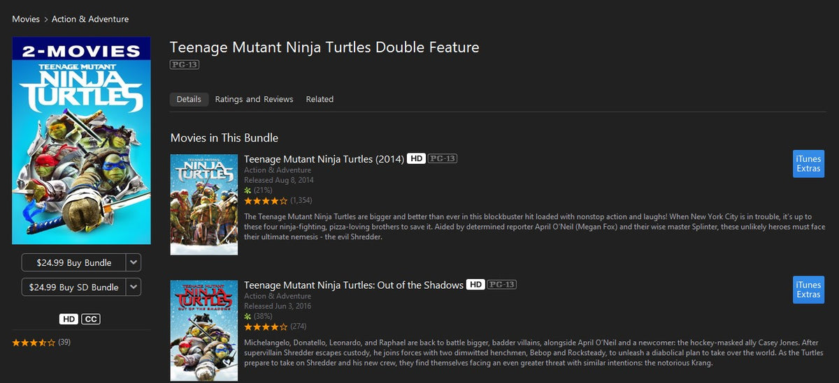 Teenage Mutant Ninja Turtles 2-Movie Collection iTunes Apple TV 4K Dig – Nick's Digital Codes
