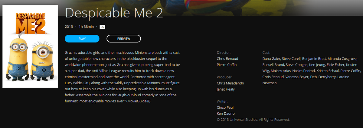 Despicable Me 2 HD Digital Code (2013) (Redeems in Movies Anywhere; HD – Nick's Digital Codes