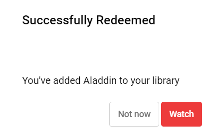 Aladdin Walt Disney Signature Collection Google TV HD Digital Code ...