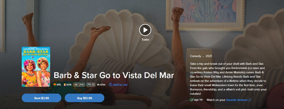 Barb & Star Go To Vista Del Mar Vudu Fandango at Home 4K Digital Code ...