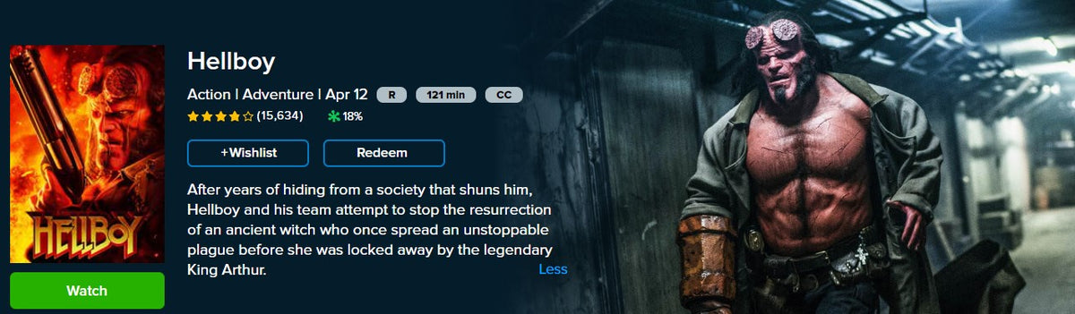 Hellboy Vudu Fandango at Home 4K Digital Code (2019) – Nick's Digital Codes