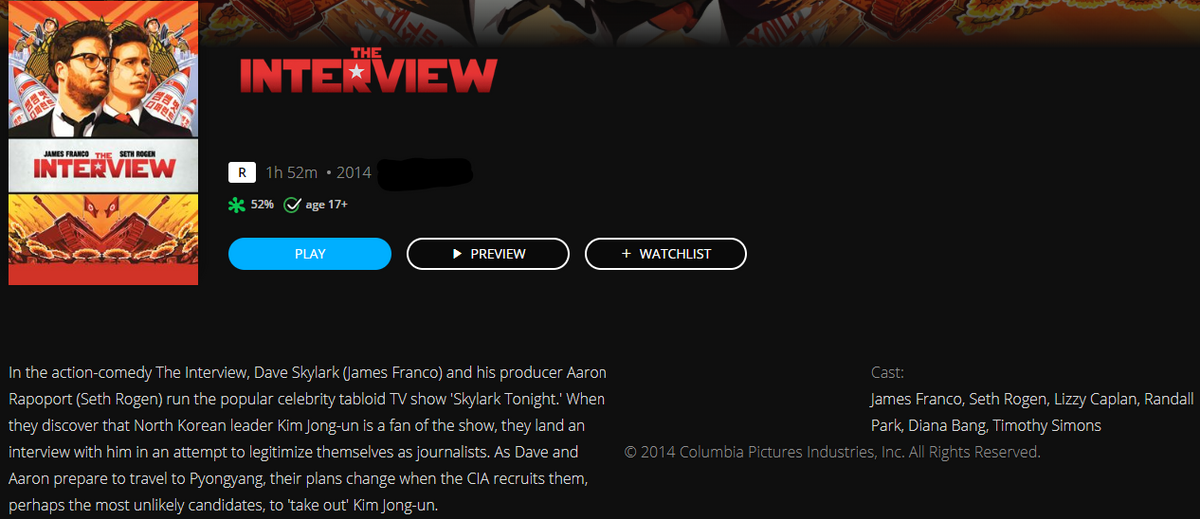 The Interview SD Digital Code (2014) (Redeems in Movies Anywhere; SD ...