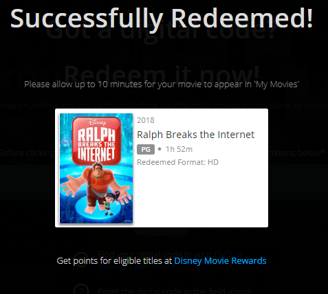 Ralph Breaks The Internet: Wreck-It Ralph 2 HD Digital Code (Redeems in ...