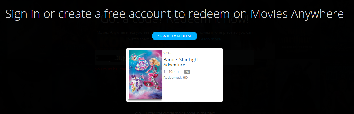 Barbie: Star Light Adventure HD Digital Code (2016) (Redeems in Movies ...