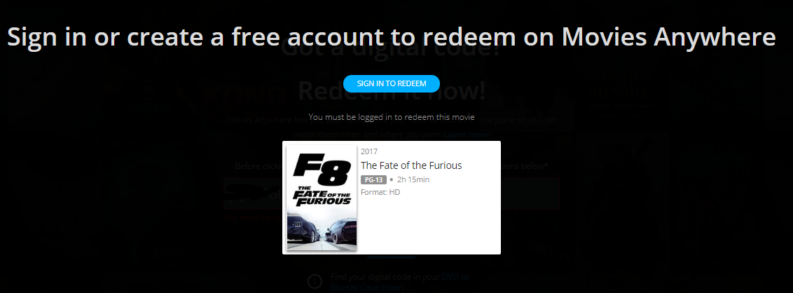 The Fate of the Furious HD Digital Codes (2017) (Redeems in Movies ...