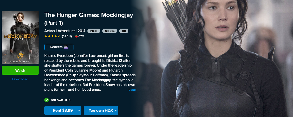 The Hunger Games: Mockingjay Part 1 Vudu HDX Digital Code (2014) – Nick ...