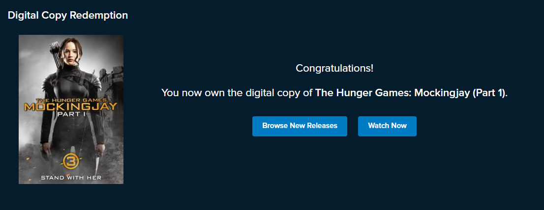 The Hunger Games: Mockingjay Part 1 Vudu HDX Digital Code (2014) – Nick ...