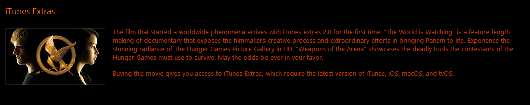 The Hunger Games iTunes Apple TV 4K Digital Code (2012) – Nick's ...