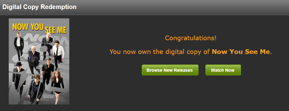 Now You See Me Vudu Fandango at Home HDX Digital Code (2013 Theatrical ...