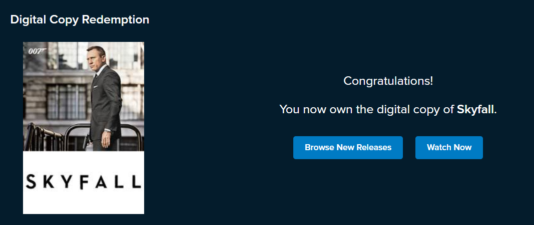 Skyfall Vudu Fandango at Home HDX Digital Code (2012) – Nick's Digital ...